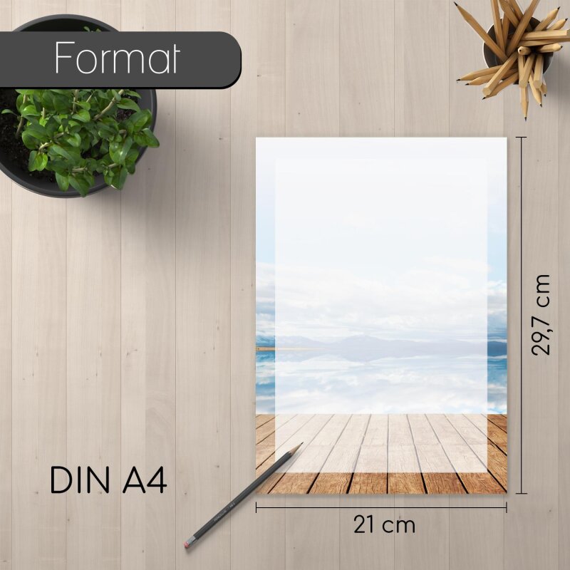 Briefpapier Set Strand Motiv Panorama I 50 Blatt 90 g/m² DIN A4 I sti ...