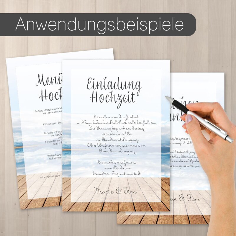 Briefpapier Set Strand Motiv Panorama I 50 Blatt 90 g/m² DIN A4 I sti ...